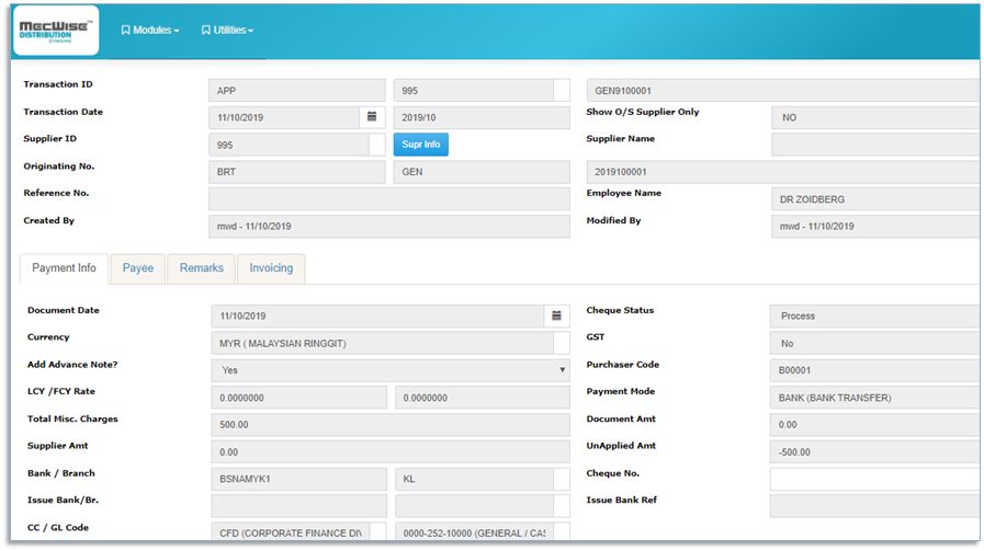 MecWise Financials – Starvision